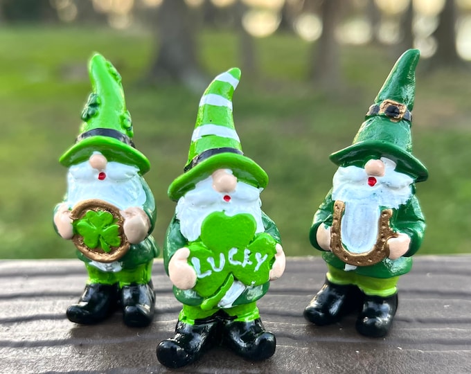3 Pc Set Leprechaun Gnomes - Miniature St Patrick's Day Green Irish ...