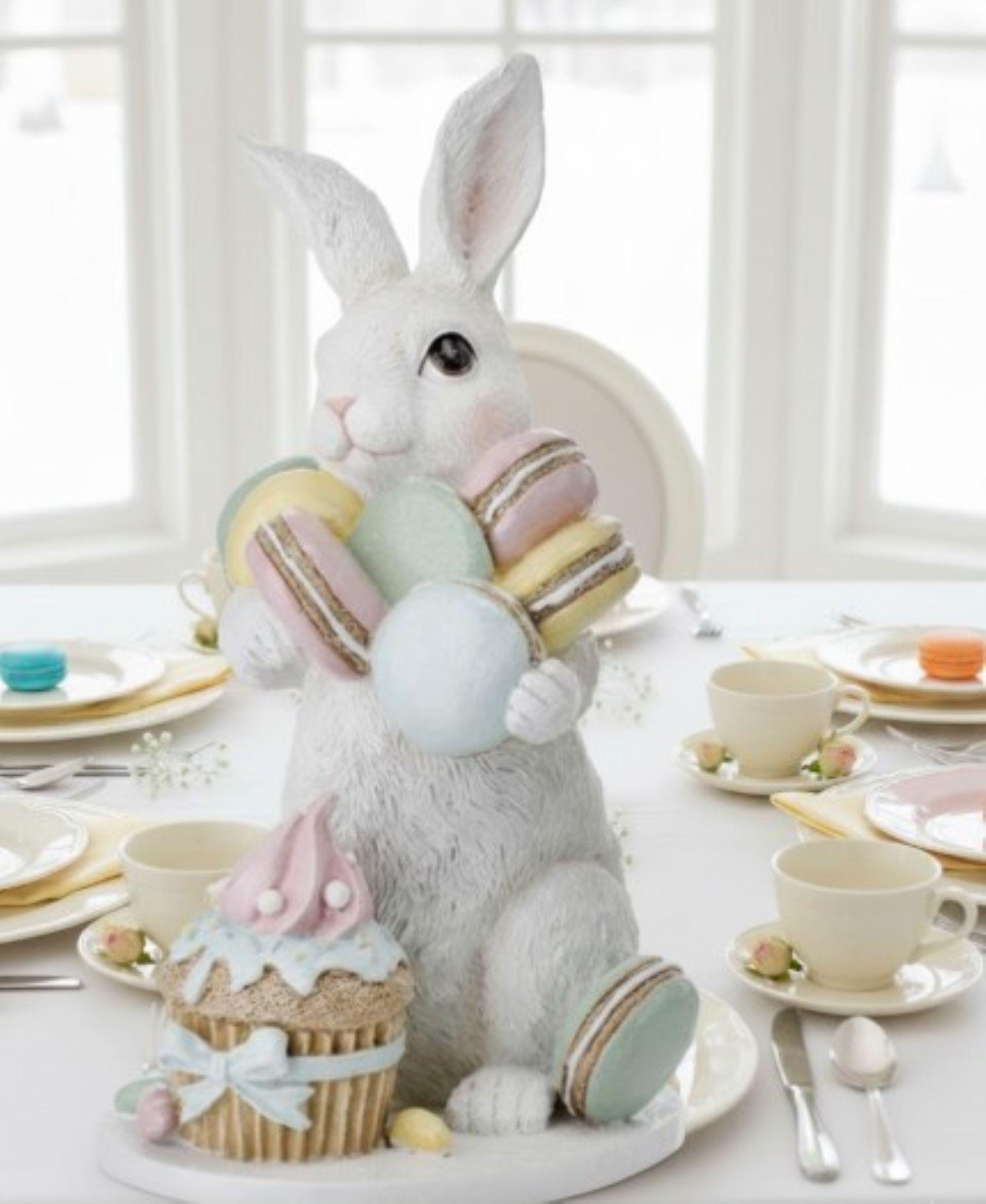 Resin Easter Spring Bunny Rabbit With Treats Macaroon Macaron 9.5" - Etsy
