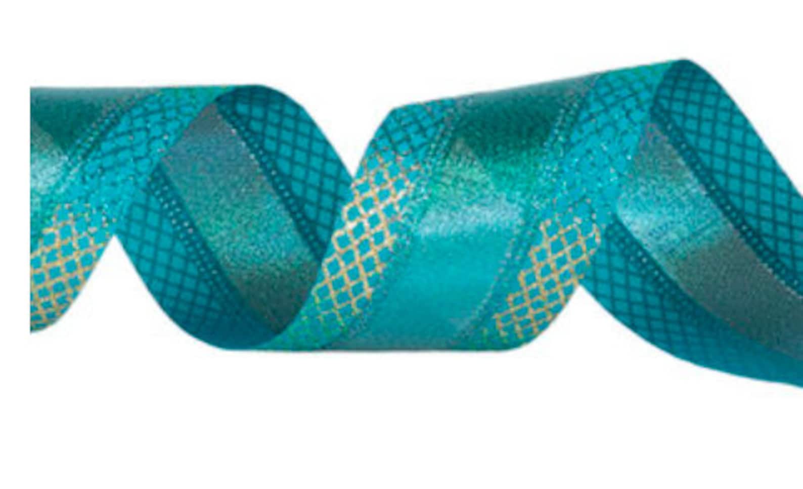 Teal and Gold Glitter Ribbon 2 1/2 Christmas Craft - Etsy