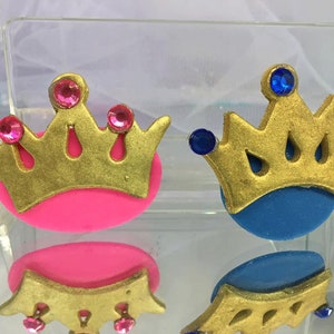 Prince or Princess Blue or Pink Crown Embellishment Party Favor ...