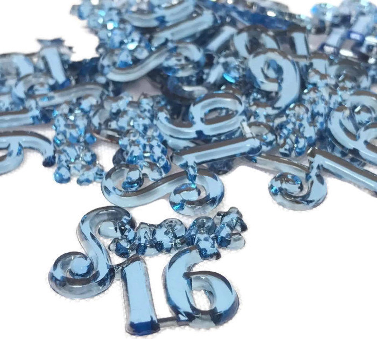 24pc Clear Acrylic Sweet 16 Charms - Elegant Number Embellishments for ...