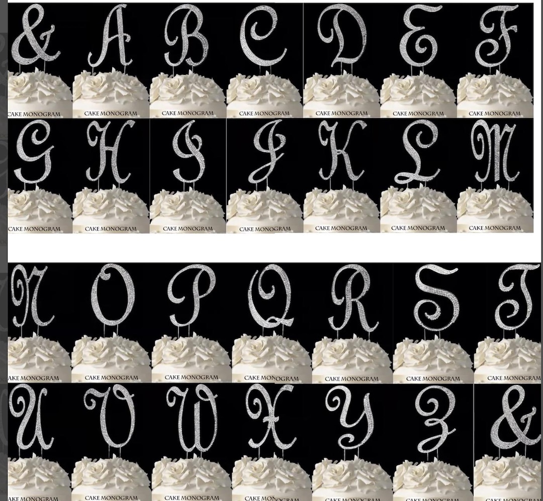 Rhinestone Letters Cake Toppers – Silver Decoration Birthday Decor Pick ...