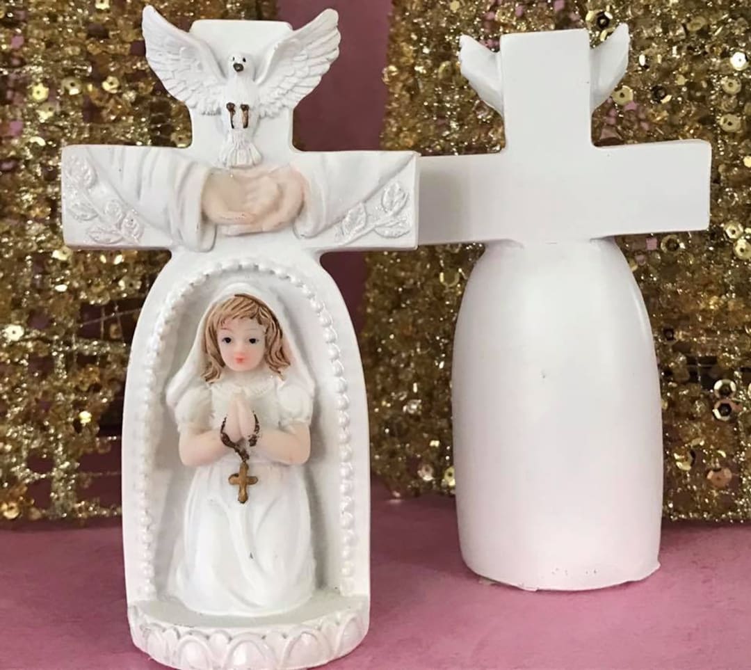 First Communion White Cross Girl Figurine Favor Decoration - Etsy