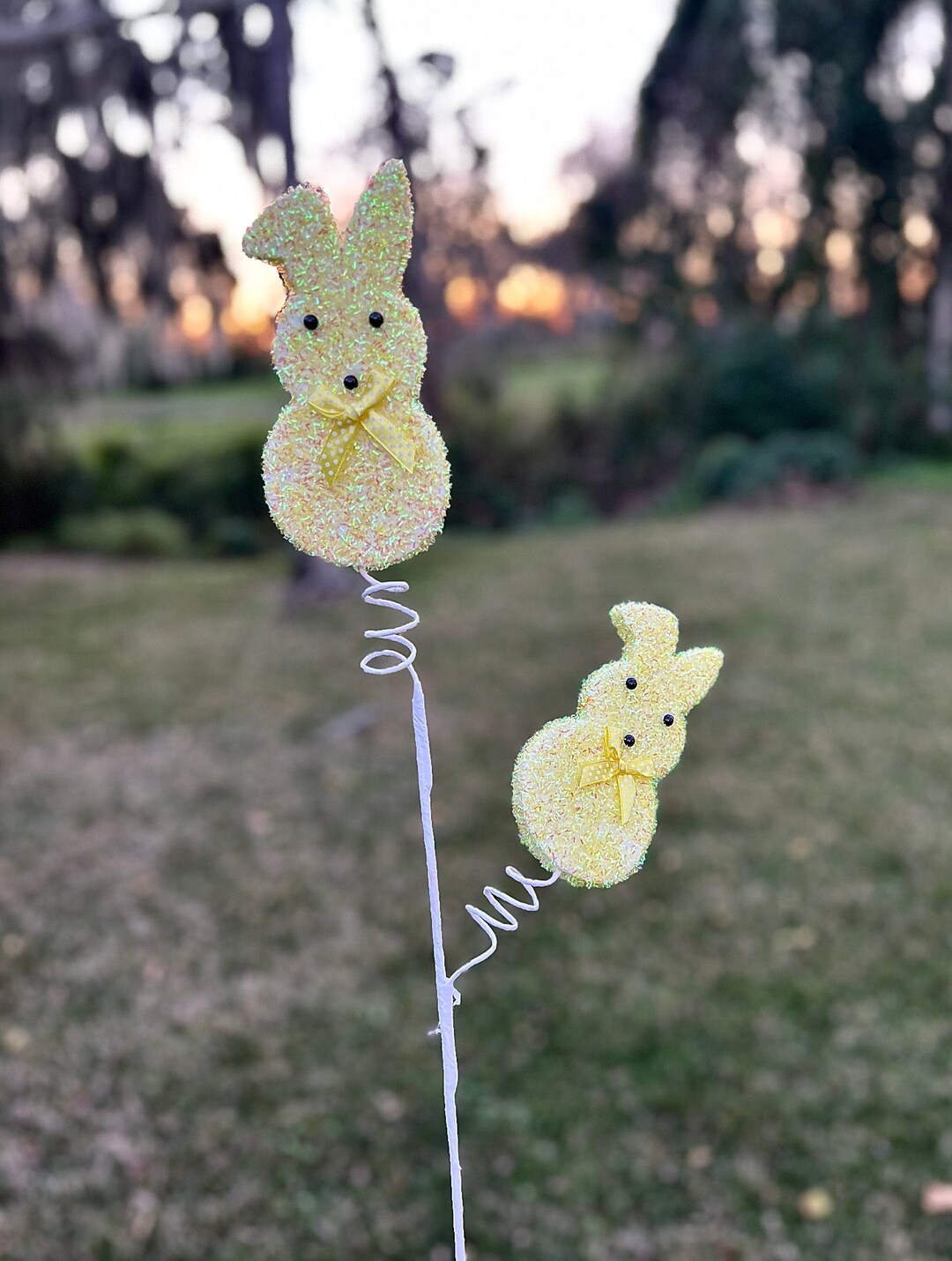 Yellow Jumbo Sugared Bunny Peep Spray Picks Easter Spring Accent ...
