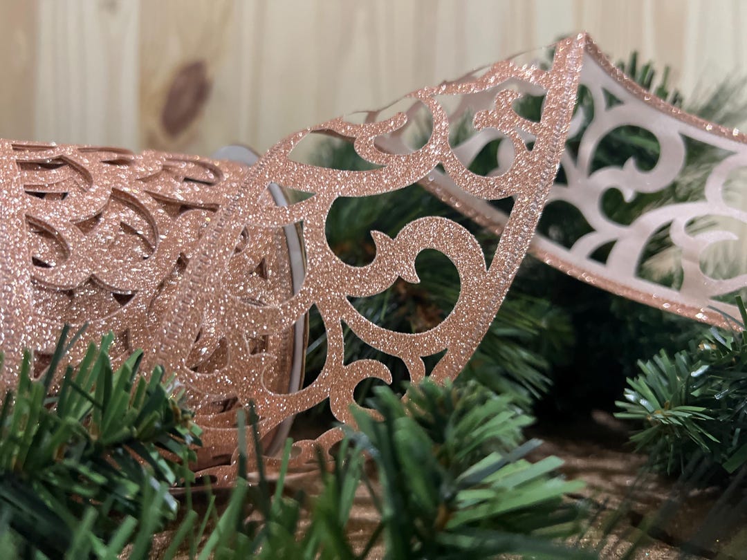Glitter Rose Gold Scroll Die Cut Ribbon - 6 Yards - 2.5 Inch - Etsy