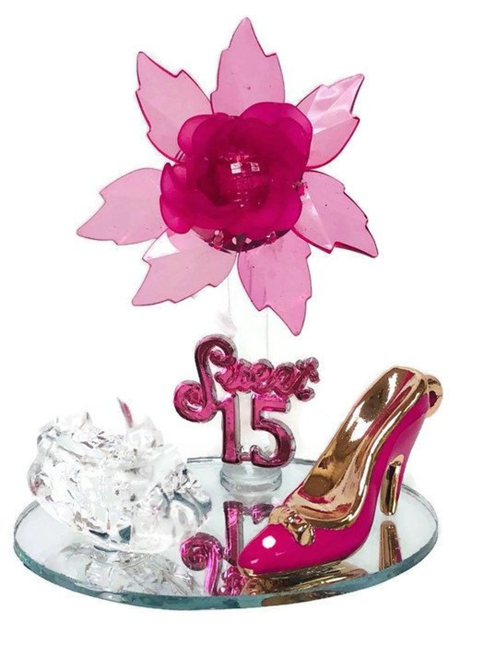 Mis Quince Anos Sweet 15 Fuchsia Acrylic Flower With High Heel - Etsy