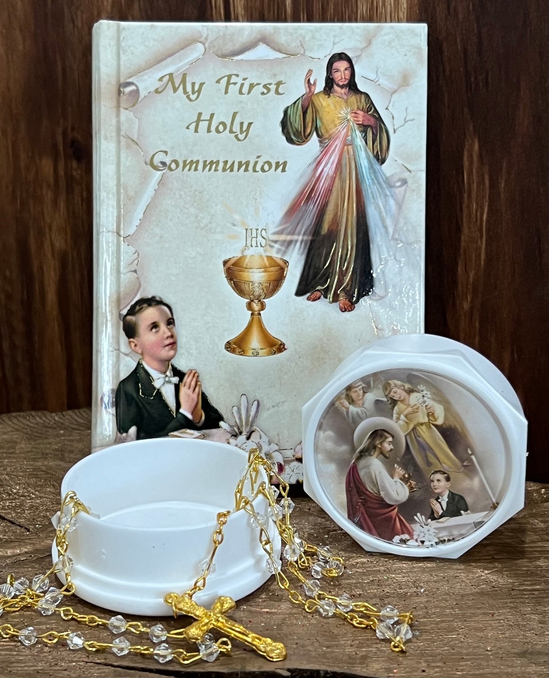 Boy My First Holy Communion Gift Set - Rosary Beads and Prayer Book - Etsy