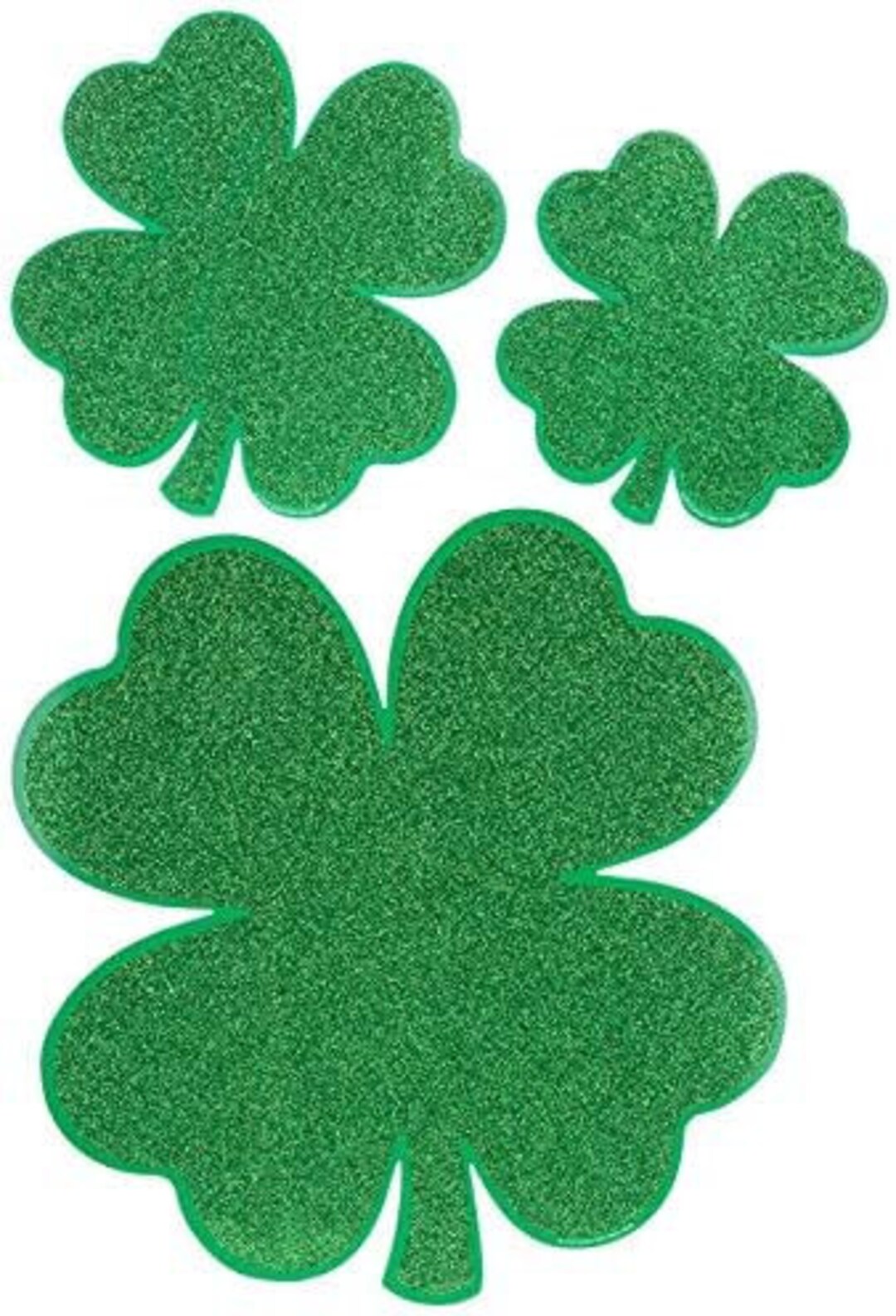 Green Glitter Shamrock Cut-outs St Patrick's Day Party Supplies 12 ...