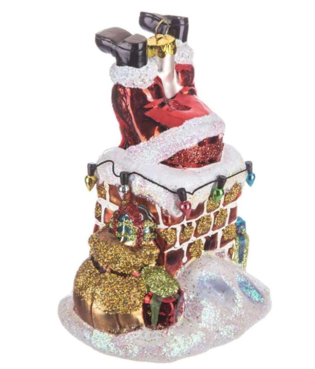 Santa Down the Chimney Blown Glass Christmas Ornament, Santas Holiday ...