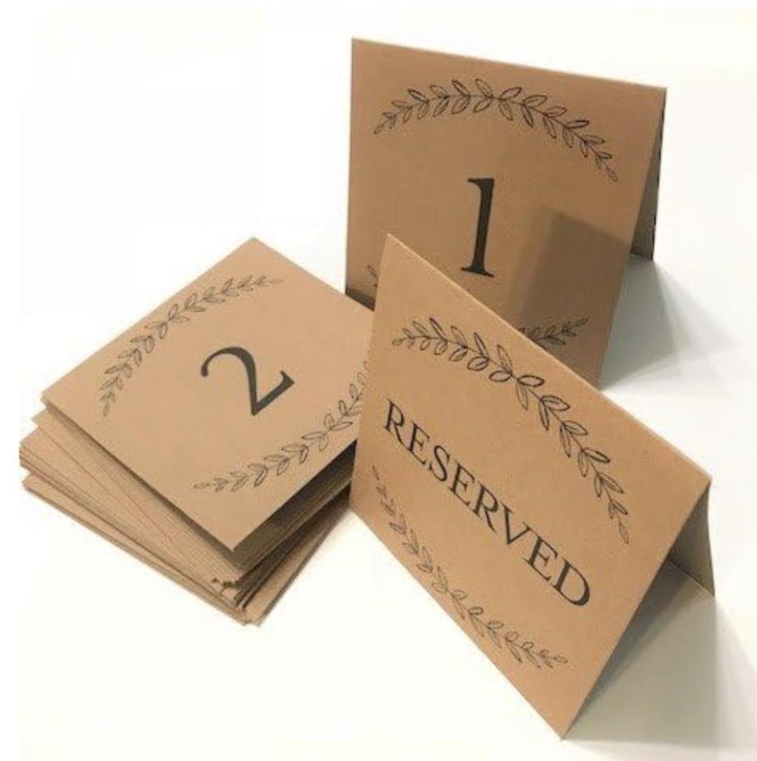 Kraft Table Number Cards1-20 Plus 4 Reserved Cards, Reservation ...