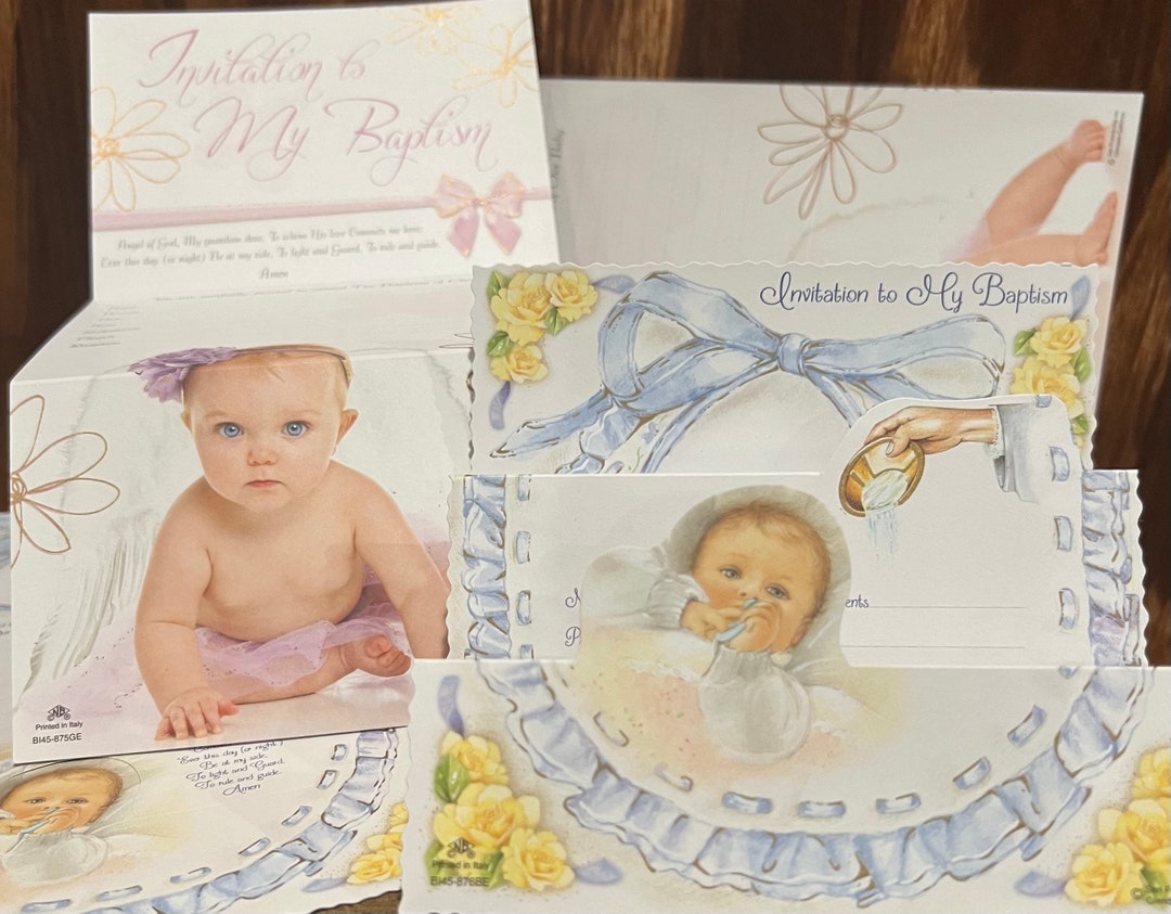 Invitation to My Baptism Pink/blue Baptismal Invite With Envelope 8 Ct ...