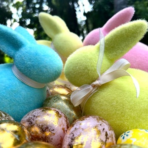 Flocked Styro Easter Spring Bunny Rabbit With Ribbon 6.25" - Etsy