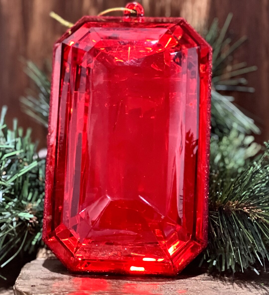 9 Inch, Regency Red Emerald Ornament, Gem Ornament, Jewel Ornament ...