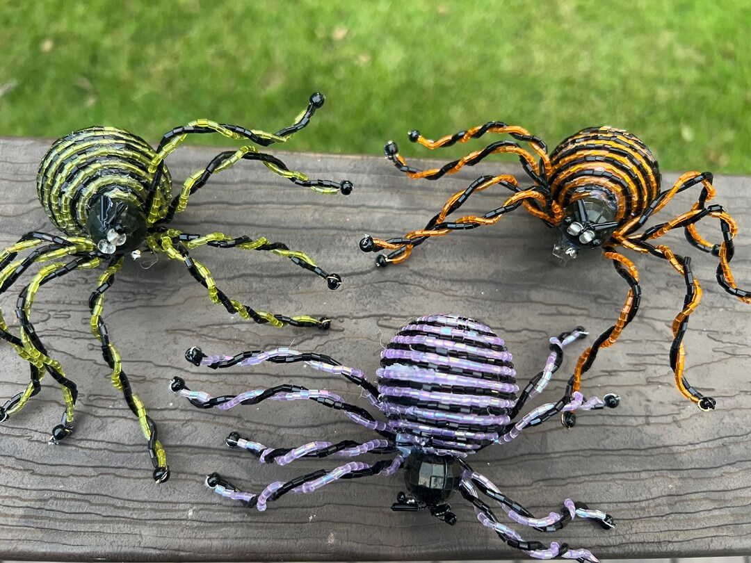 Beaded Body Large Spiders Clips 3 Pc Set - Etsy
