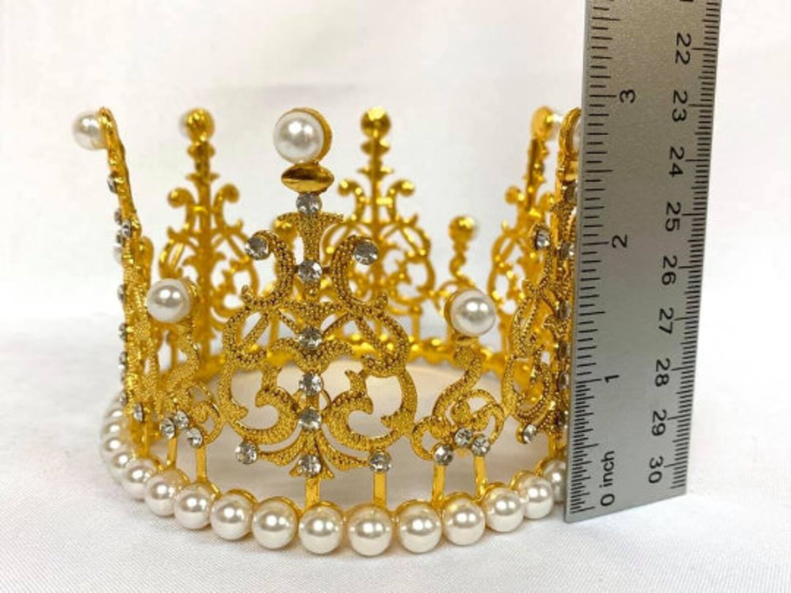 Gold Rhinestone and Pearl Princess Crown Decoration for All - Etsy