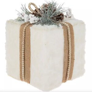 Silver or Ivory Cream Faux Fur Gift Box Decor Christmas Party ...