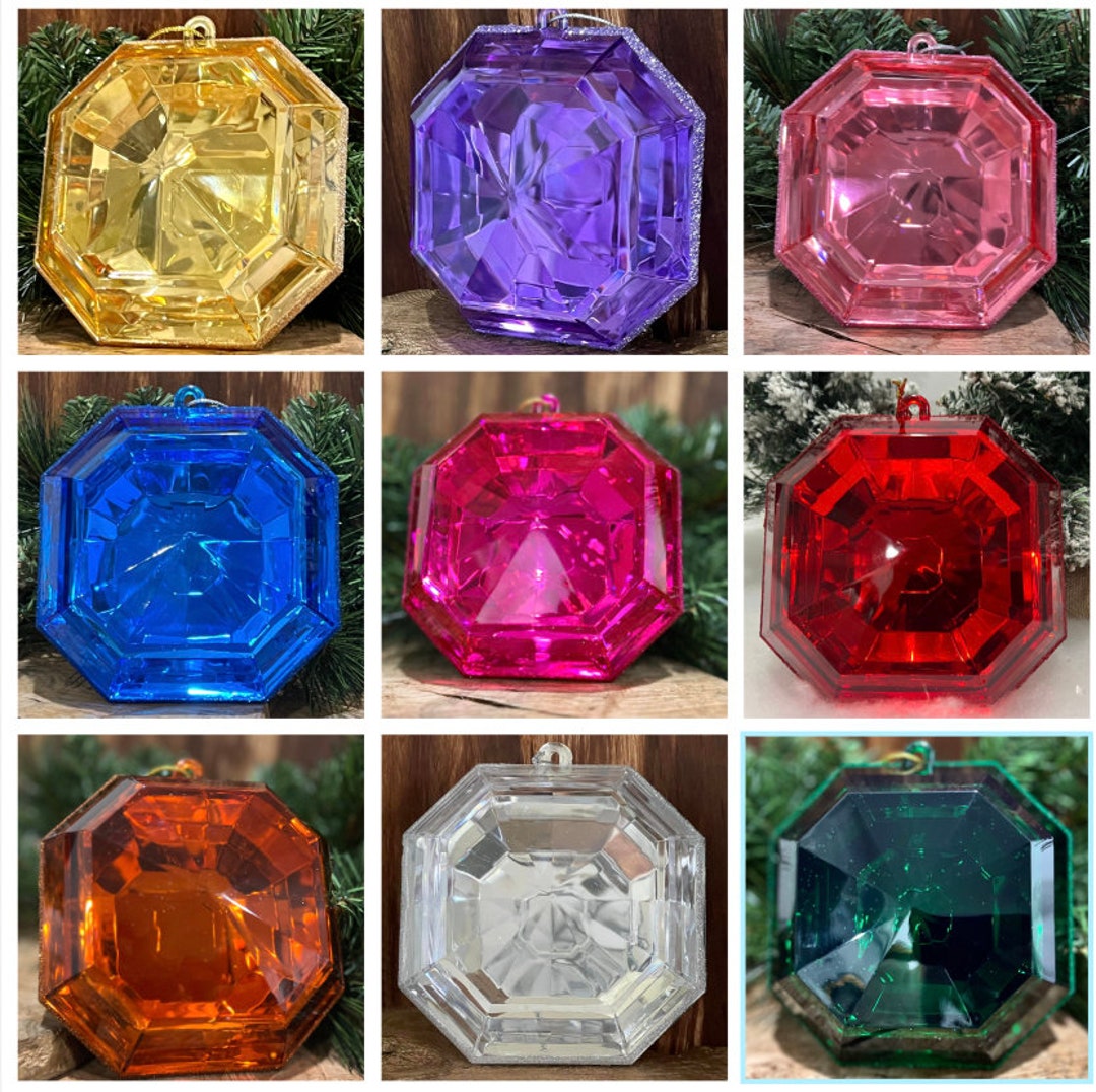6" Square Gem, Square Cut Ornament, Gem Ornament, Jewel Ornament ...