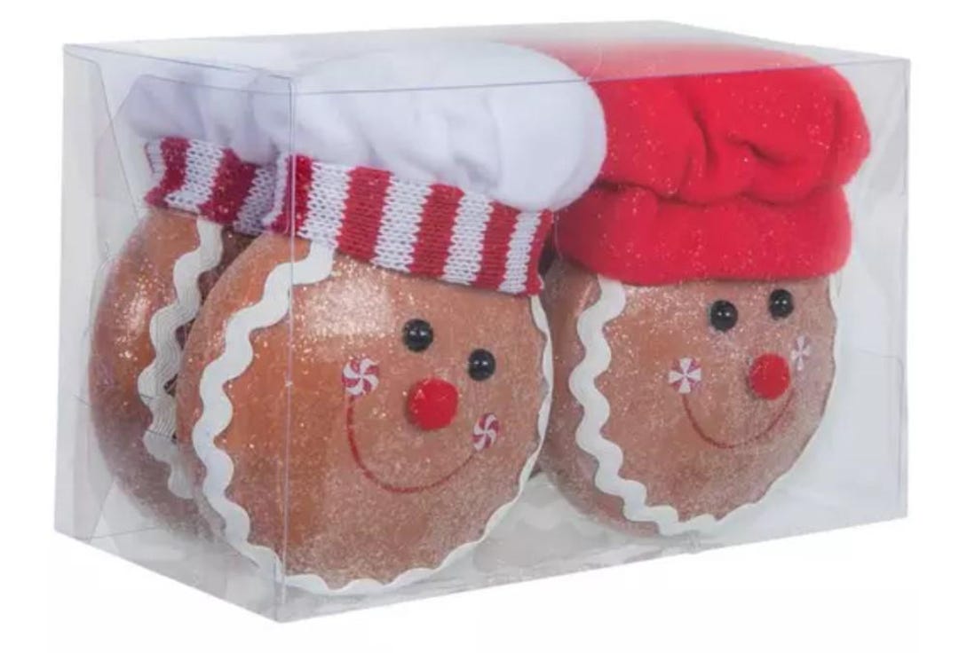 4 Gingerbread Heads Glitter Christmas Ornaments Tree Trimming - Etsy