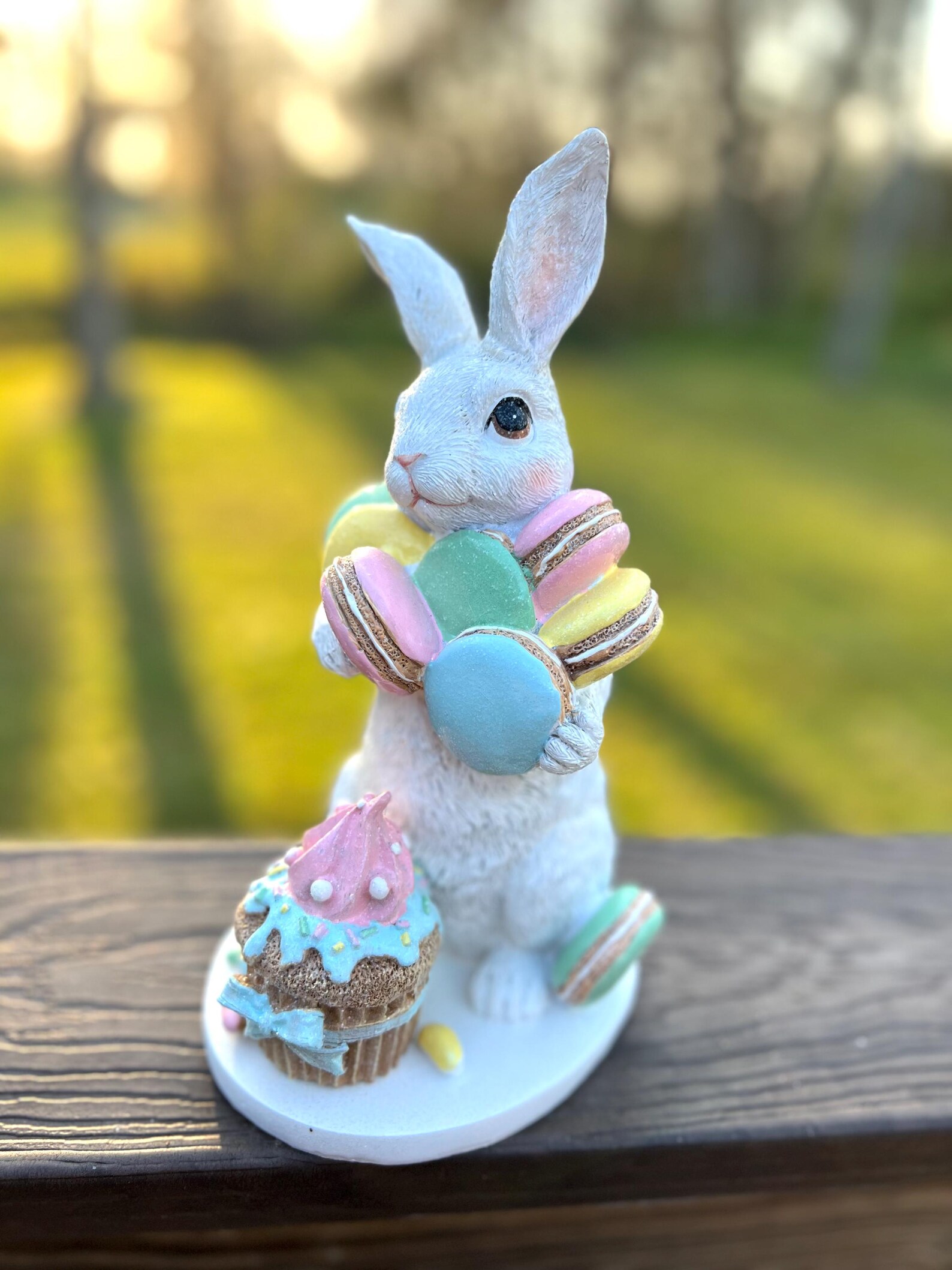 Resin Easter Spring Bunny Rabbit With Treats Macaroon Macaron 9.5" - Etsy