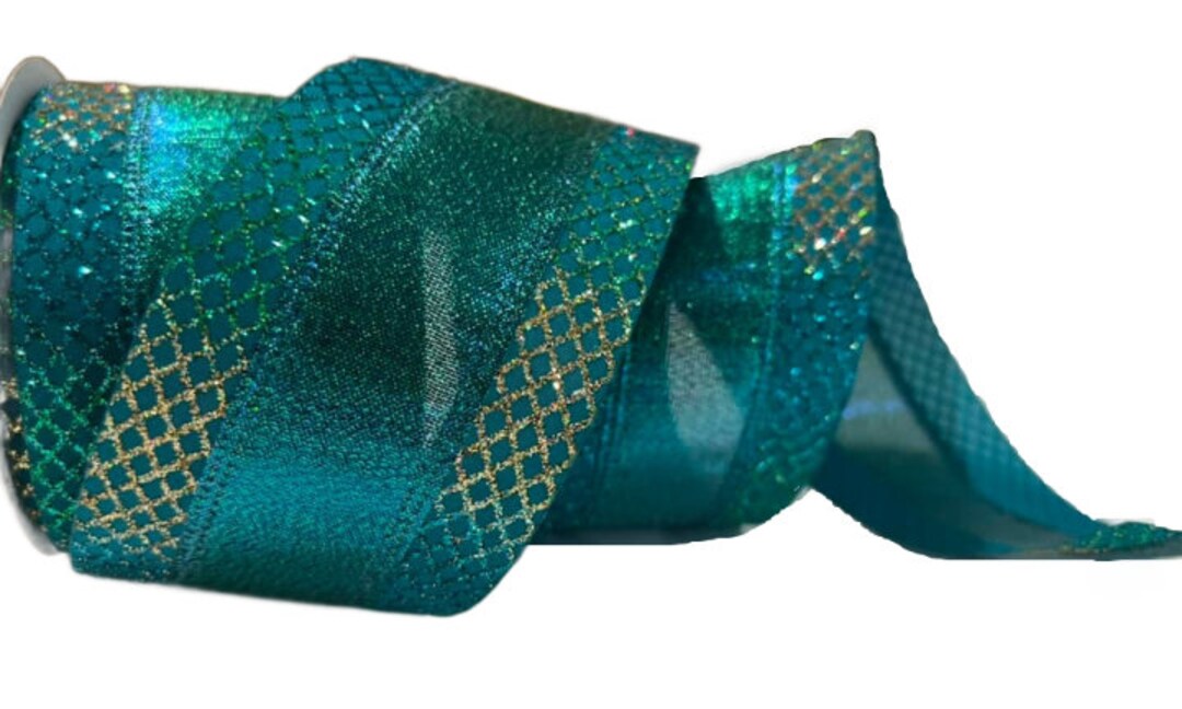 Teal and Gold Glitter Ribbon - 2 1/2" Christmas Craft Projects Diy ...
