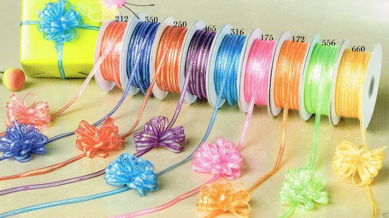 1/8" 50 Yards Organza Iridescent Center With String Pull Ribbon Bow - Etsy