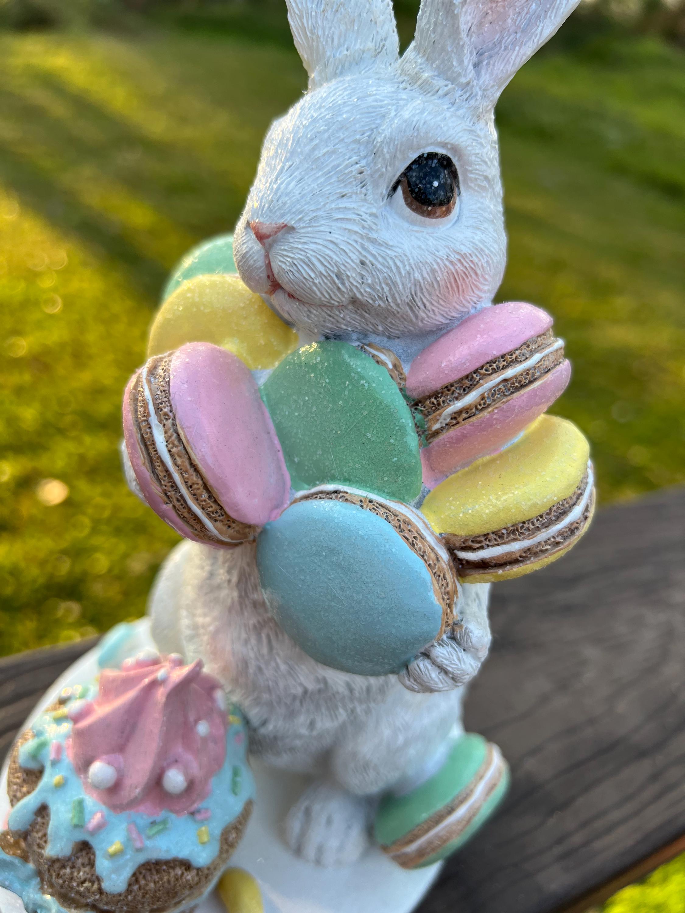 Resin Easter Spring Bunny Rabbit With Treats Macaroon Macaron 9.5" - Etsy