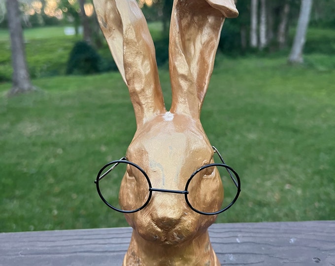 10 3/4" H Gold Distressed Easter Rabbit With Glasses Bunny Bust - Etsy