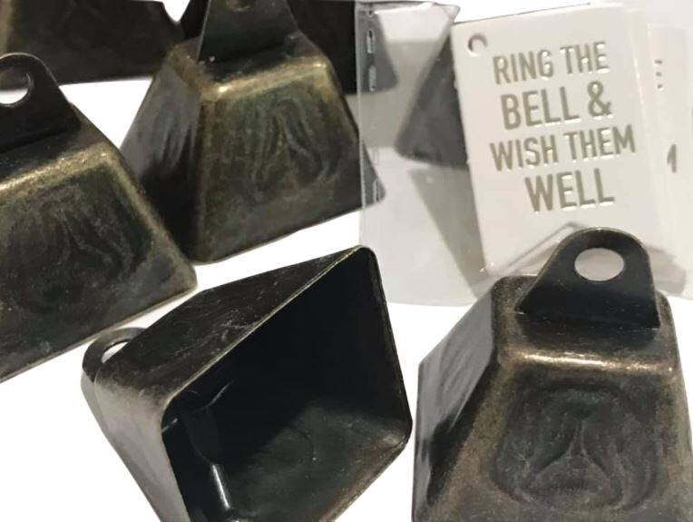 Cowbells Kissing Bells Ring the Bells Wish Them Well Wedding Mini Metal ...