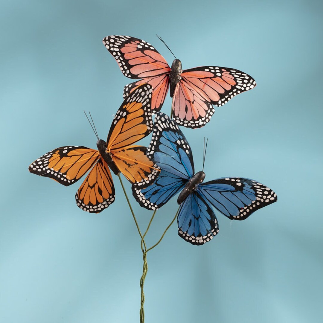 5" Monarch Butterfly With 24" Wire, 3 Pc Bundle Set - Etsy