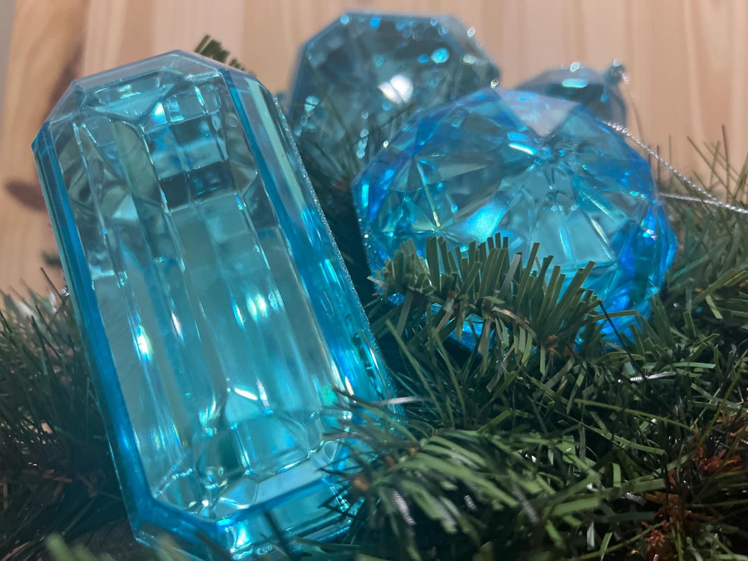 Turquoise Jewel Ornament Set, Light Blue Jewel Ornaments, Gem Ornaments ...