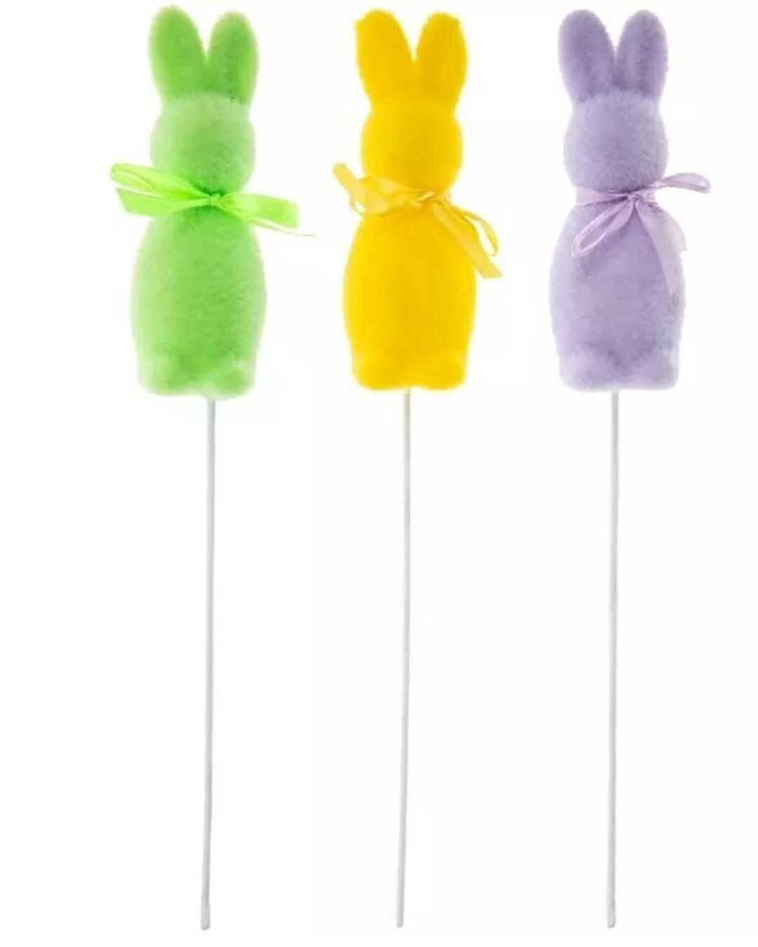 12 Flocked Bunny Picks Wreath Stems Centerpiece Easter Rabbit Bunny - Etsy
