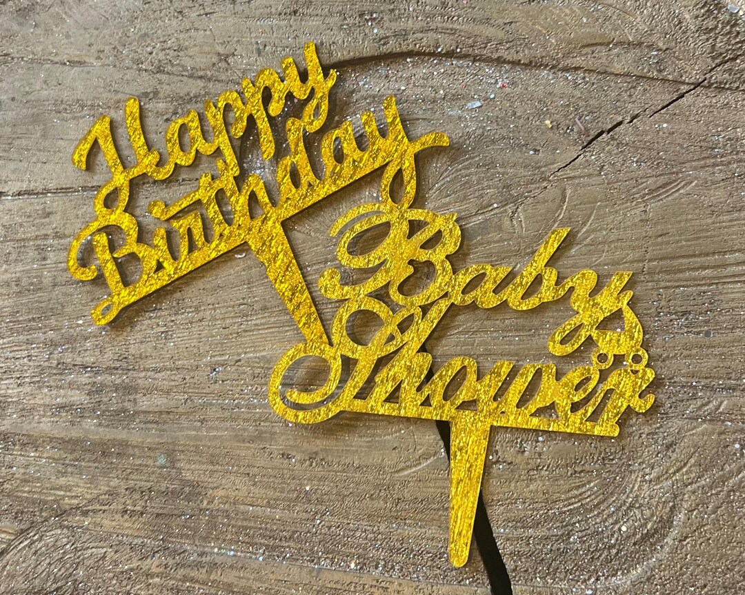 Floral Pick Stem Plastic Cake Topper Baby Shower Happy Birthday Welcome ...