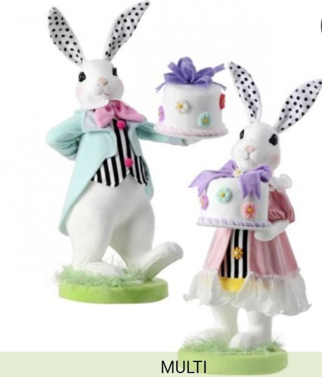 White Rabbit With Cake Wreath Attachment, Dressed Easter Bunny, Easter ...