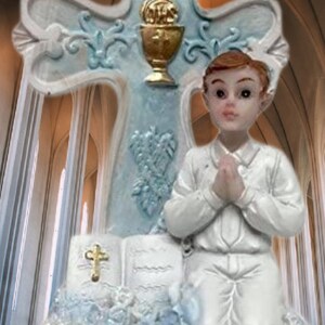 First Holy Communion Praying Boy Favor or Cake Topper Decoration or ...