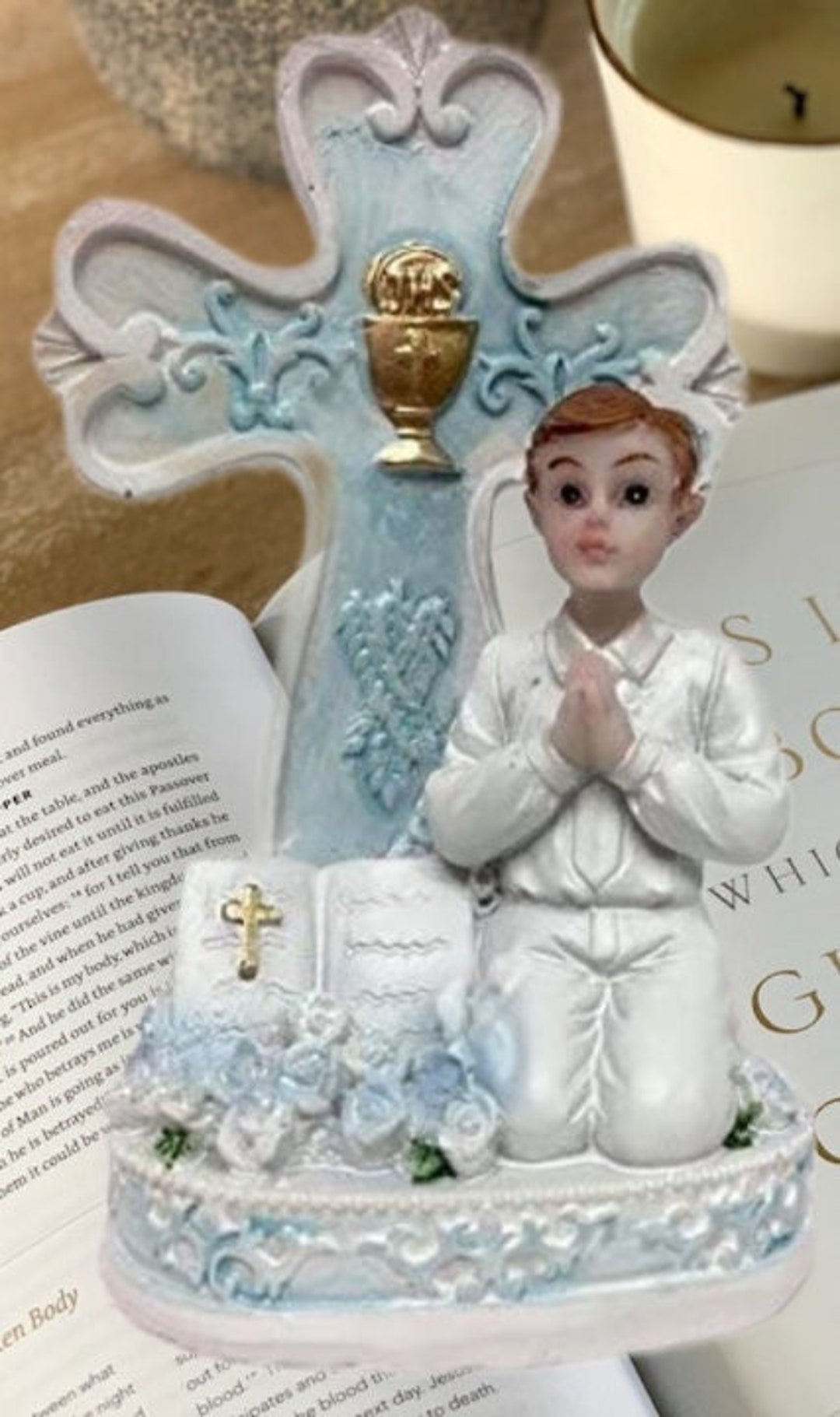 First Holy Communion Praying Boy Favor or Cake Topper - Etsy