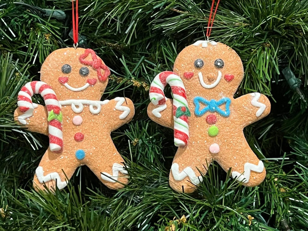 Glitter Gingerbread Girl and Boy Christmas Tree Ornament Gift ...
