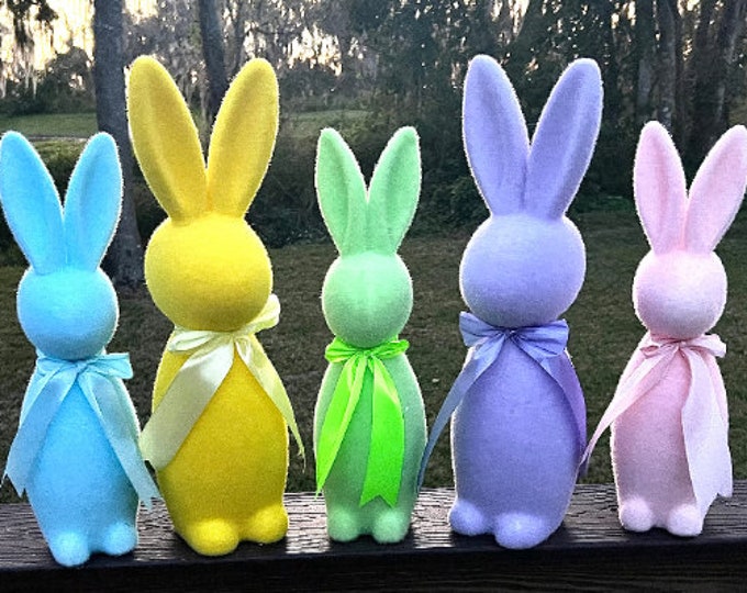 18 Flocked Bunny, Flocked Bunny, Easter Rabbit, Wreath Attachment ...