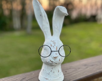 10 3/4" H Gold Distressed Easter Rabbit With Glasses Bunny Bust - Etsy