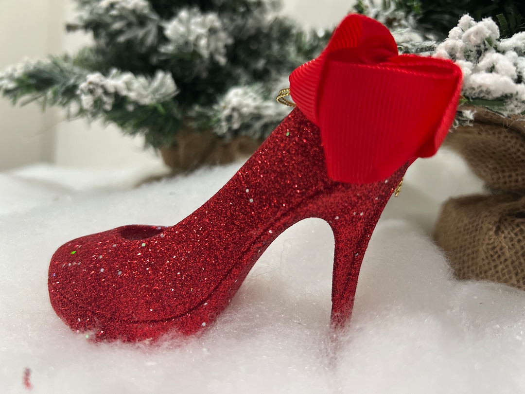 Stiletto High Heel Christmas Ornament Glitter Shoe Choose Color - Etsy
