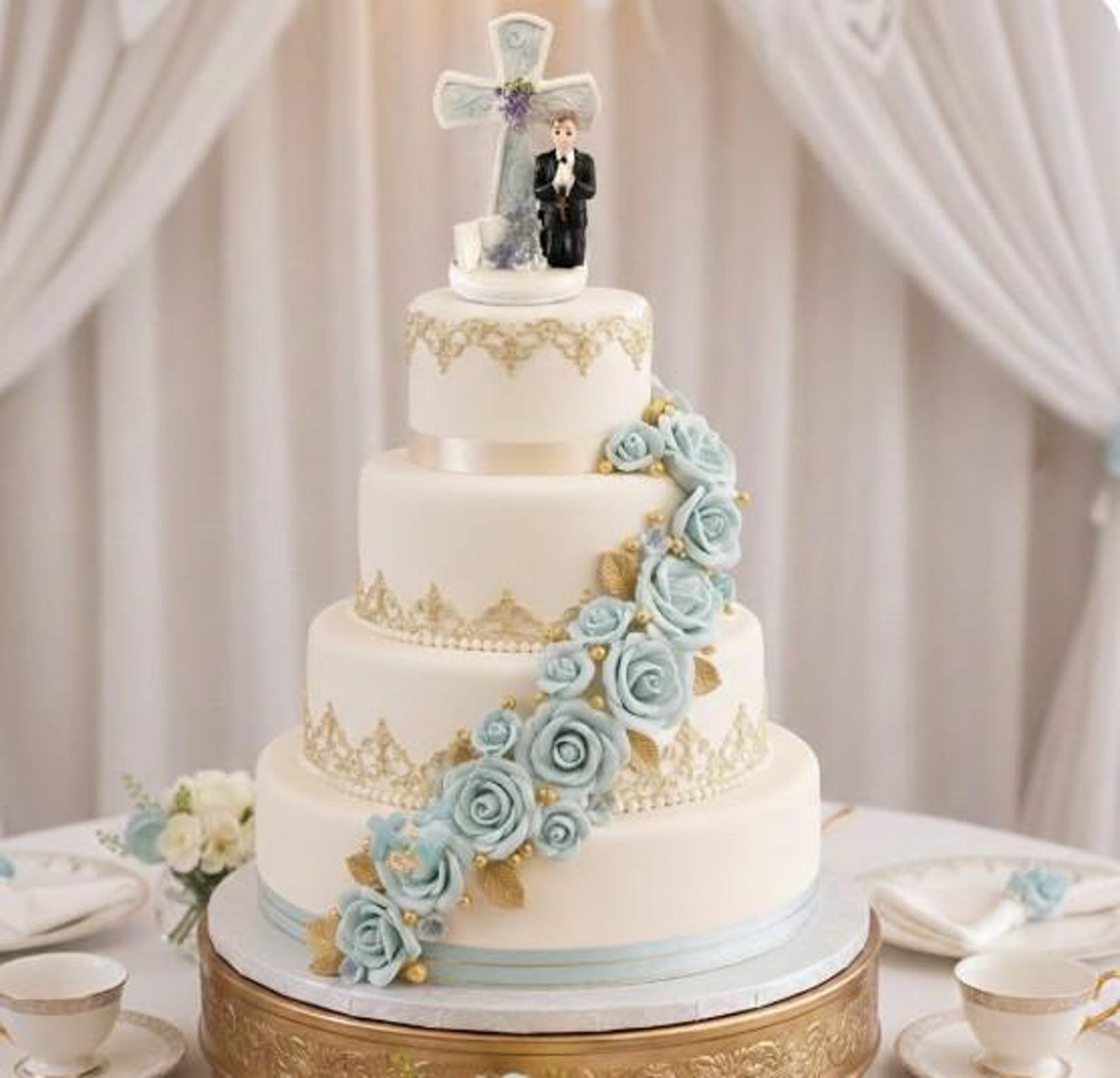First Communion Cake Topper, Kneeling Boy Figurine, Catholic Keepsake ...