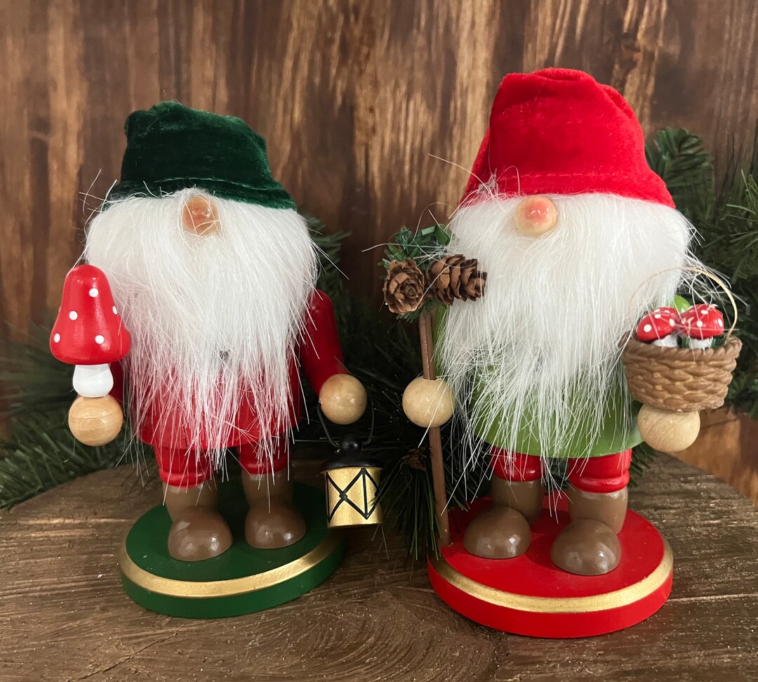 Whimsical Wonder Gnome Nutcrackers With Mushrooms Festive Holiday Decor - Etsy