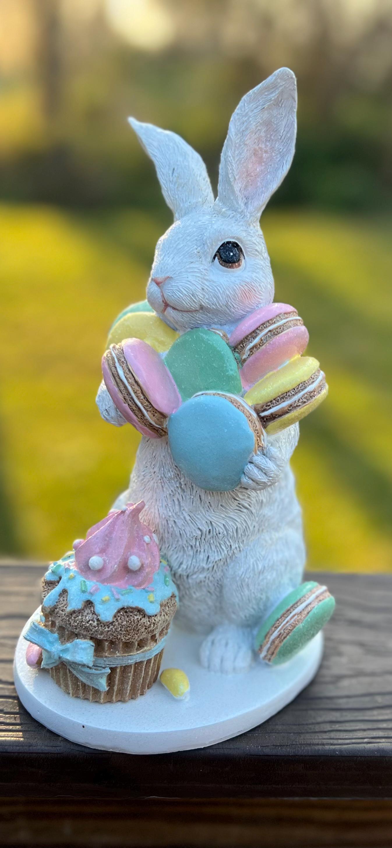Resin Easter Spring Bunny Rabbit With Treats Macaroon Macaron 9.5" - Etsy