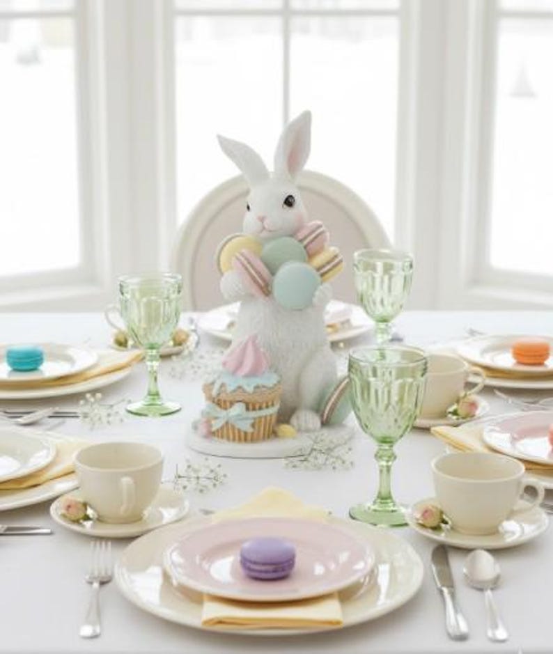 Resin Easter Spring Bunny Rabbit With Treats Macaroon Macaron 9.5" - Etsy