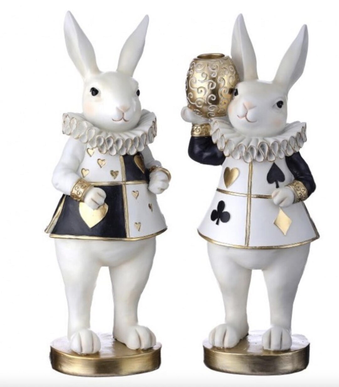 11" Resin Royal Bunny Rabbit Set of 2 Easter Home Table Mantel ...