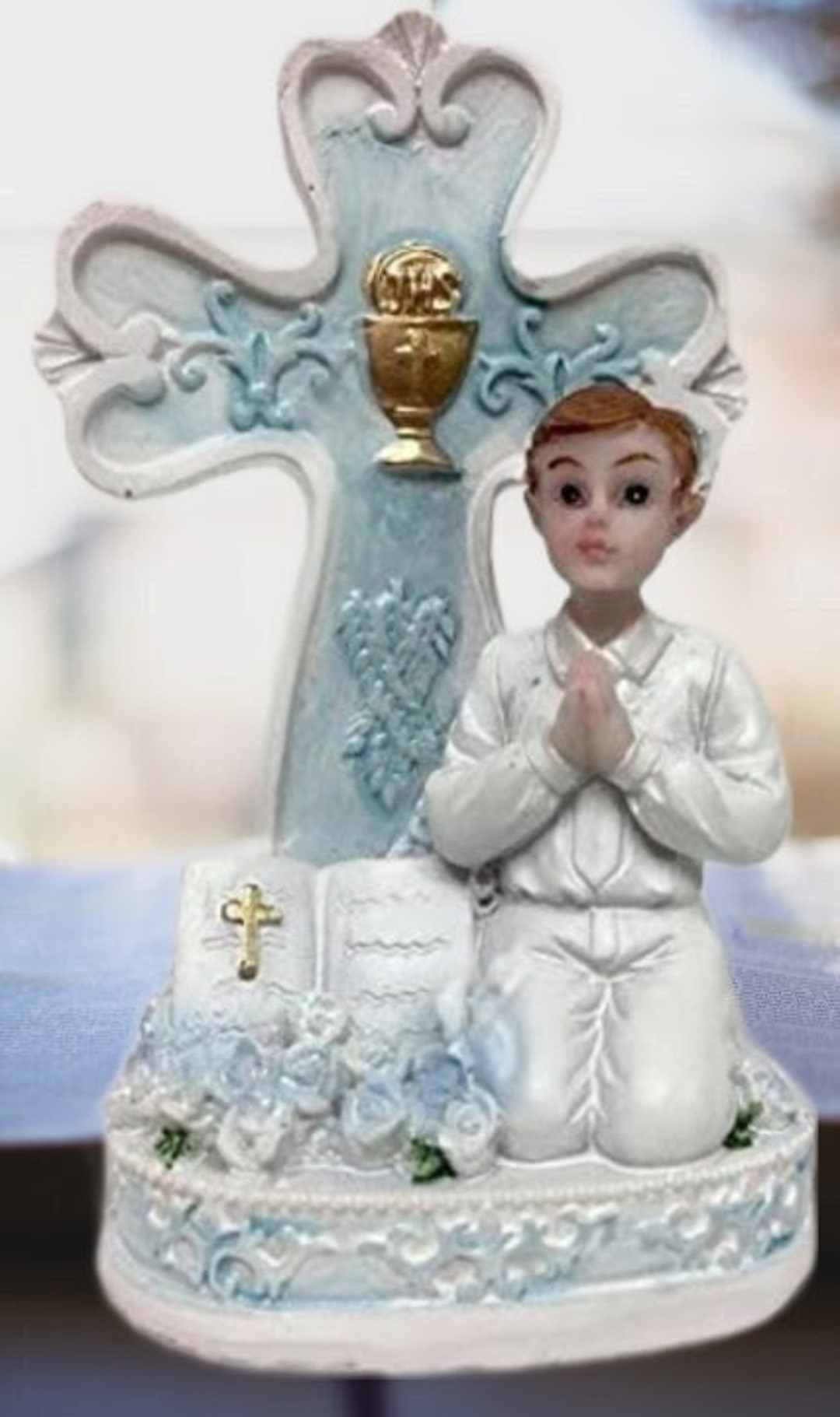 First Holy Communion Praying Boy Favor or Cake Topper Decoration or ...