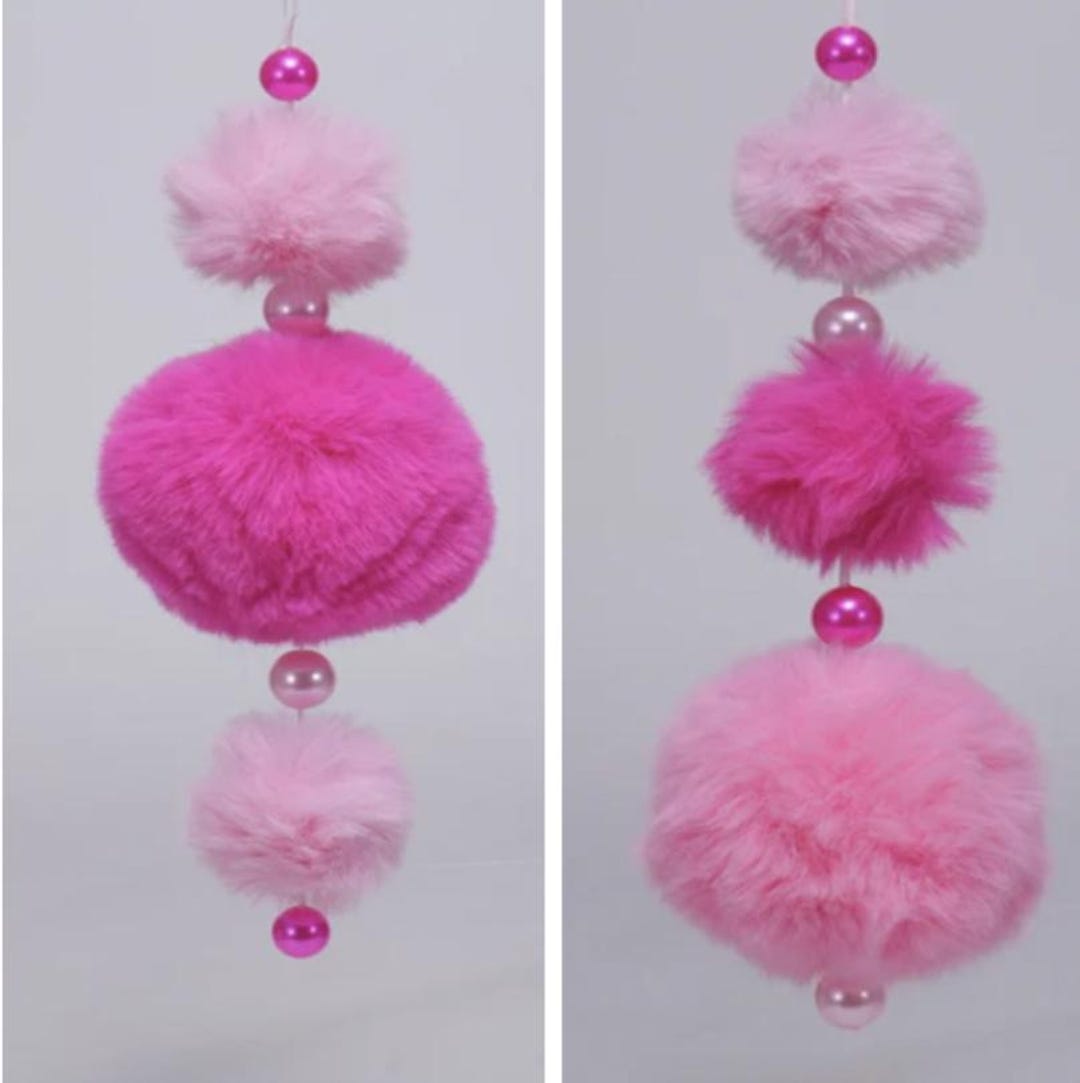 Pink Pom Poms Pearl Ornaments Hot Pink and Pink Christmas Decoration - Etsy