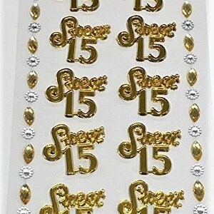 Sweet 15 Mis Quince 3D Self Adhesive Acrylic Stickers Party Supplies ...