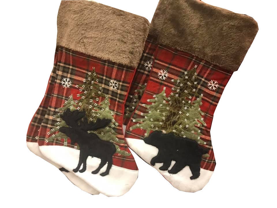 Plaid Black Bear or Moose Stocking Christmas Bear Stocking - Etsy