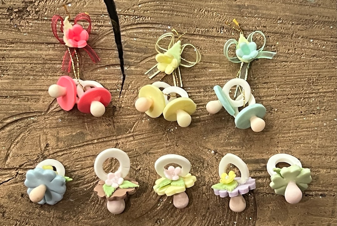 6 Baby Shower Cold Porcelain Mini Baby Pacifier Favor, Baby Girl, Boy ...
