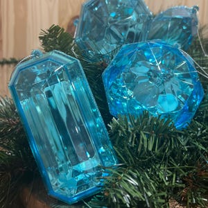Turquoise Jewel Ornament Set, Light Blue Jewel Ornaments, Gem Ornaments ...